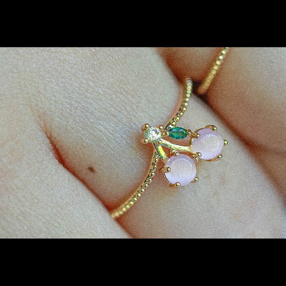 Dollus | Jewelry | Peach Gemstone 8k Gold Plated Ring | Poshmark
